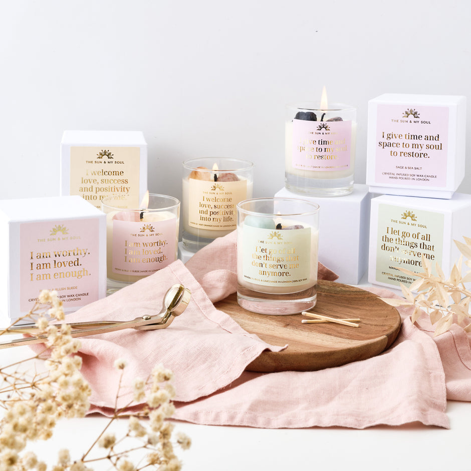 Premium Scented Soy Wax & Crystal Candles | Affirmation Candles for ...